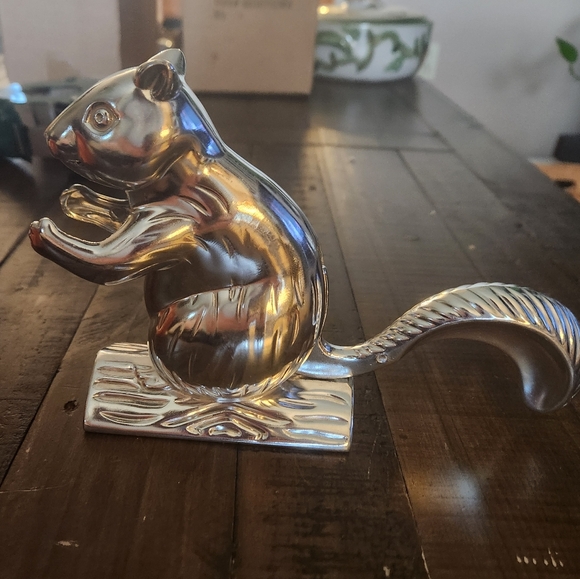 None | Accents | Squirrel Nutcracker Nut Cracker Mechanical Cast Aluminum Silver Color Figural ...